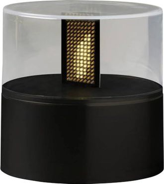 Konstsmide LED Flamme mit schwarzem Kunststoffsockel und transparenter Abdeckung, mit an/aus Schalter, 8h Timer, 256 warm weiße Dioden, batteriebetrieben, Außen,