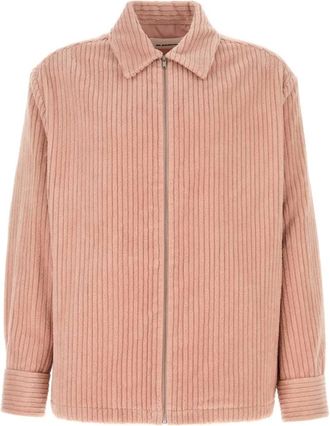 Jil Sander Homme, Vestes, Rose, Taille: XL Veste chemise en coton c&ocirc;tel&eacute;