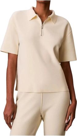 Calvin Klein Femme, Tops, Beige, Taille: 38 FR T-shirt Calvin Klein