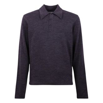 Christophe Lemaire Homme, Tops, Violet, Taille: XL Polo &agrave; manches longues