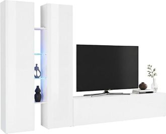 Dmora Fabiano Wohnwand, 12 Regale, 30x280x180h cm Wei&szlig;