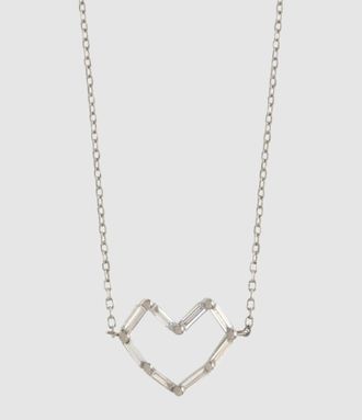Little Ones Paris Collier Pendentif Mini Coeur Or Blanc 18k Et Diamants
