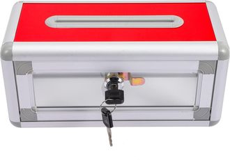 NUOBESTY Rote Spendenbox mit Vorh&auml;ngeschloss f&uuml;r Lottoscheine, Abstimmungsbox zur Aufbewahrung von Visitenkarten