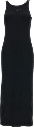 Maison Kitsun&eacute; Femme, Robes, Noir, Taille: 38 FR Ribbed Cotton Midi Dress