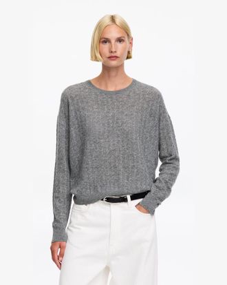 Arket Zopfstrickpullover Aus Reinem Kaschmir -Grau