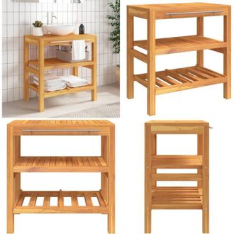 vidaXL Waschtisch mit 2 Ablagen 74x45x75 cm Massivholz - Badezimmermöbel - Holzschreibtisch - Holzregal - Teakholzmöbel - Waschen - Home & Living