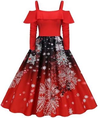 Generic Mini robe de No&euml;l pour femme - Imprim&eacute; cerf de No&euml;l - Manches longues - Col rond - Pull &agrave; manches longues - Haut &agrave; manches longues - Sweat &agrave; capuche -