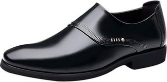 Generic Chaussures habill&eacute;es en cuir vintage verni sans lacets pour homme - Bout pointu - Talon bloc - Chaussures tendance antid&eacute;rapantes pour r&eacute;unions daffai