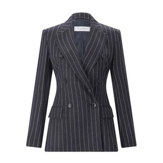 Max Mara Gestreifter Zweireihiger Blazer - - Jackets - Damen - Blau - S