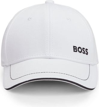 BOSS Herren Cap-1 Cap aus Baumwoll-Twill mit Kontrastdetails und Logo-Stickerei Wei&szlig; Stck