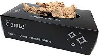 Esme Esme Chaussettes jetables, 20 deniers, pour hommes et femmes - Taille unique - 100 pièces/paquet (BEIGE, 1)