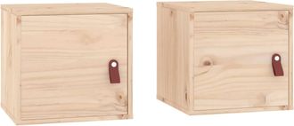 tidyard 2 STK. Wandschr&auml;nke, H&auml;ngend Nachttisch, Wand Nachtschrank, Nachtkonsole, Nachtkommode, Wandschrank H&auml;ngeschrank Massivholz Kiefer 31,5x30x30 cm