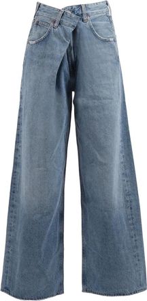 A Gold E Femme, Jeans, Bleu, Taille: W26 Jeans avec d&eacute;tails de plis &agrave; la taille