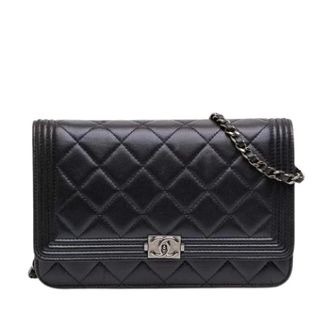 Chanel Portefeuille bandouli&egrave;re Pre-owned Boy - Femme - Pre-owned - Noir - Taille: ONE Size