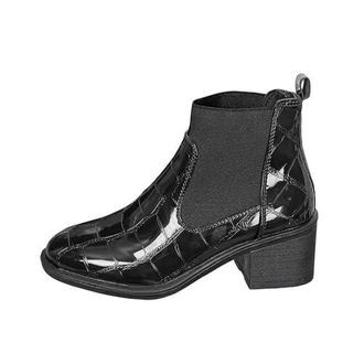 Generic Bottines Chelsea &agrave; bout rond pour femme - &Eacute;l&eacute;gantes - Style d&eacute;contract&eacute; - Classique - Talon &eacute;pais - Confortable - &Agrave; enfiler - Pour le bureau et le sho