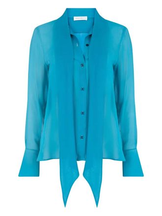 Nina Ricci chemise Lavalliere en satin - Bleu