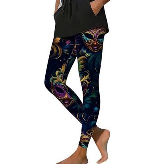 Generic Pantalon de yoga d&eacute;contract&eacute; pour femme avec imprim&eacute; tendance, legging tendance, confortable, doux et moulant, motif t&ecirc;te de mort, bleu fonc&eacute;, 4XL