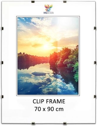 MG Design Cliprahmen 70 x 90 cm - rahmenloser Bilderrahmen mit Acrylglas & HDF Rückwand - für Fotos, Poster & Puzzle, vertikal & horizontal