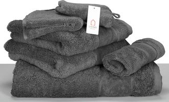 Living Dreams Waschhandschuh Gästetuch Handtuch Duschtuch Luxus, Baumwolle 600g, Uni Titan, Größe:Waschlappen 30 x 30 cm