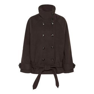 Soaked In Luxury Chocolate Torte Mantel mit G&uuml;rtel - - Coats - Damen - Braun - S