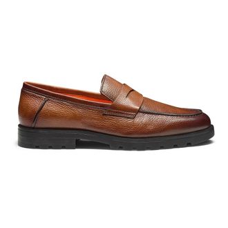 Santoni Mocassins en cuir grain&eacute; - Homme - Chaussures - Brun - Taille: 45 EU