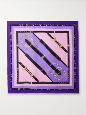 Gucci Tuch Aus Bedrucktem Seiden-twill - Lila