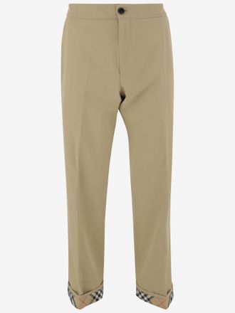 Burberry Mens Cotton Pants Beige Trousers