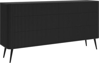 Selsey Selsey Ovarlo - Kommode mit 6 Schubladen, Schwarz mit Metallbeinen, 168 cm