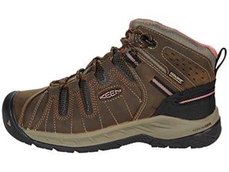 Keen womens Flint 2 Mid Soft Toe Waterproof Work Construction Boot, Cascade Brown/Brick Dust, 9.5 Wide US