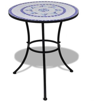 vidaXL Vidaxl - Table de bistro Bleu et blanc 60 cm Mosa&iuml;que