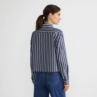 Lands End Kurze, b&uuml;gelfreie Hemdbluse, Damen, Gr&ouml;&szlig;e:48-50 regular, Blau, Baumwolle, by Lands End