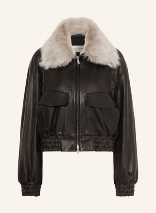 Nour Hammour Nour Hammour Lederjacke Ellery Mit Abnehmbarem Kragen schwarz