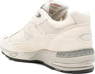 New Balance Calf Leather Crocodile-Effect Sneaker - Beige