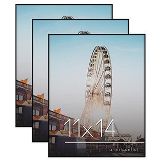 Americanflat Bilderrahmen 27,9 x 35,6 cm aus der Metropolitan Collection, mit bruchsicherem Glas, einfach von vorne zu öffnen, für die Wand, 3er-Set, Schwarz