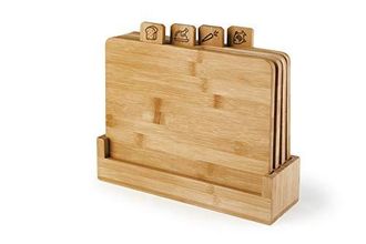 Excelsa Ecoliving Lot de 4 planches à découper avec support, bois de bambou 28 x 25 cm