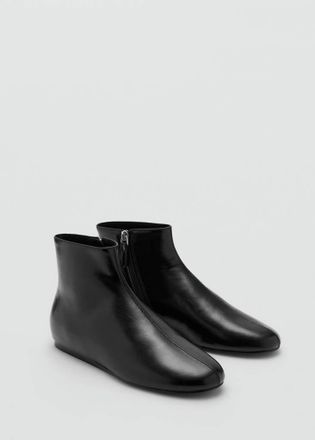 Mango Bottines plates avec zip noir - Femme - 36 - MANGO