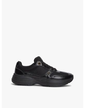 Tommy Hilfiger Leder-Sneaker in Schwarz mit Strukturmix und TH-Monogramm