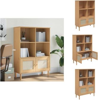 vidaXL Vidaxl - Bücherschrank senja Rattan-Look Braun 90x35x130 cm Kiefernholz - Holzregal - Bücherregal - Kiefernholz - Wohnraumgestaltung - Regal Mit Türen