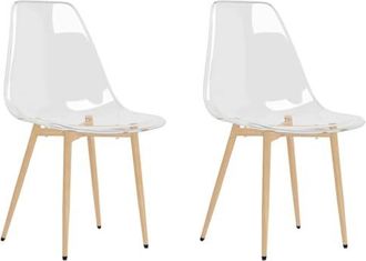 vidaXL 2X Chaises de Salle &agrave; Manger Si&egrave;ges de Cuisine Chaises &agrave; D&icirc;ner Chaises de Repas Meubles de Cuisine Maison Int&eacute;rieur Transparent Pet