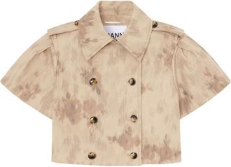 Ganni Femme, Vestes, Beige, Taille: 44 FR Veste en coton imprim&eacute;