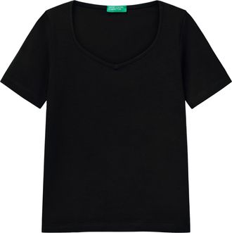 Benetton Damen 3fjhd401p T-Shirt, Schwarz, XX-Small