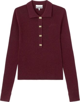 Ganni Poloshirt - Dunkelrot