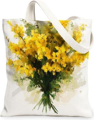Generic Sac fourre-tout en toile r&eacute;utilisable pour le shopping, 33 x 38,1 cm, motif floral aquarelle pour femme, d&eacute;coration de cadeau