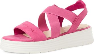 Marco Tozzi Damen Sandalen flach Elastisch Plateau, Rosa (Pink), 41 EU
