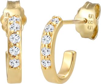 Elli PREMIUM Ohrringe Damen Creole Klassisch mit Topas Edelstein aus 585 Gelbgold