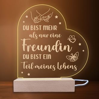 Indigos UG LED Nachttischlampe - Herz rechts - Spruch 8 - Liebe, Freunde, Freundinnen - Herz mit Spruch - Nachtlicht - 3D-LED-Lampe - Geschenk, Geburtstag, Weihn