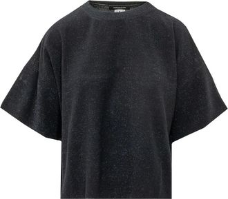 Fabiana Filippi Femme, Pulls, Bleu, Taille: 44 FR Short Sleeve Crew Neck Knit Top