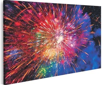 Islandburner Prime Bild auf Leinwand Spektakul&auml;res Feuerwerk am Nachthimmel - Leinwand 80x40cm