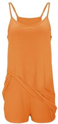 Generic Salopette extensible &agrave; bretelles spaghetti pour femme - Combinaison de travail courte pour femme - Taille 42 - Combinaison de sortie - Combinaison tai