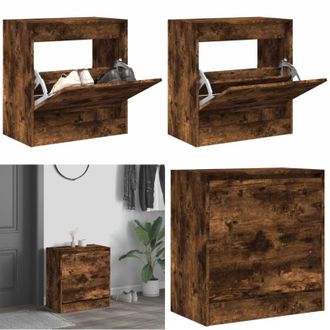 vidaXL Schuhschrank R&auml;uchereiche 60x34x63,5 cm Holzwerkstoff - Schuhschrank - Schrank F&uuml;r Schuhe - Schuhregal - Holzwerkstoffm&ouml;bel - Garderobe - Home &